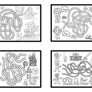 Printable MAZE Challenge Coloring Pages for Kids 15 Pages | Children's ...