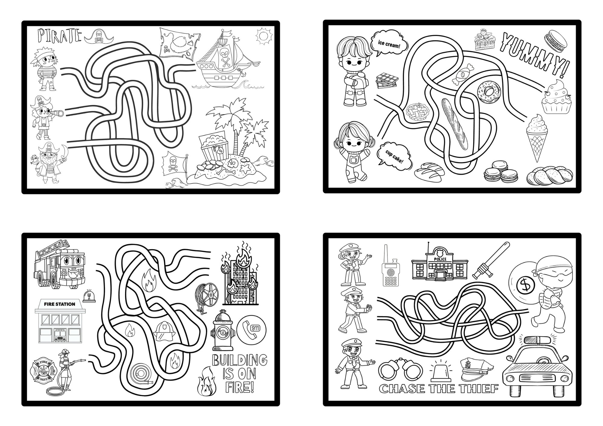 Printable MAZE Challenge Coloring Pages for Kids 15 Pages | Children's ...
