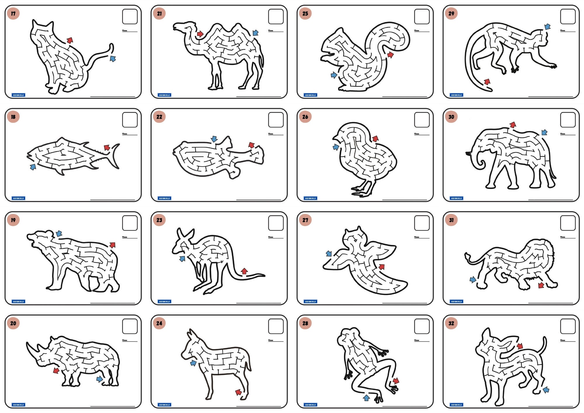 Printable MAZE Challenge Pages for Kids 69 Pages.(stage 1-2) | Children ...