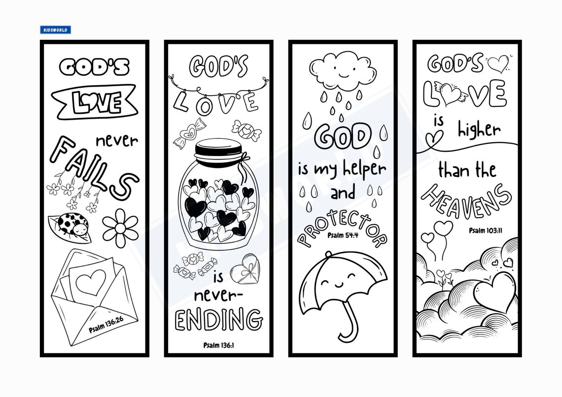 Kids Bundle, 12 Printable Coloring Bible Bookmarks for Kids. Instant ...