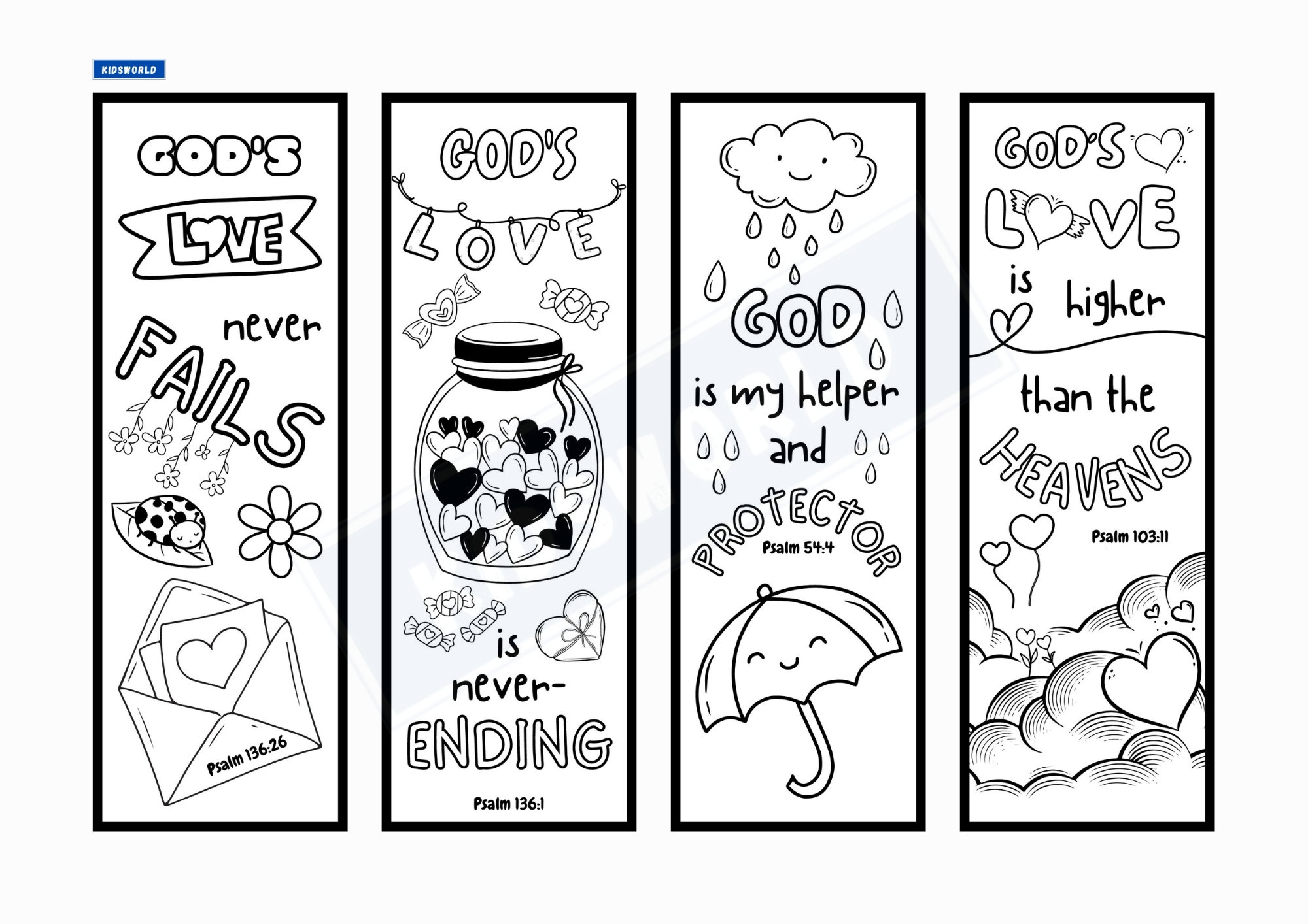 Kids Bundle, 12 Printable Coloring Bible Bookmarks for Kids. Instant ...