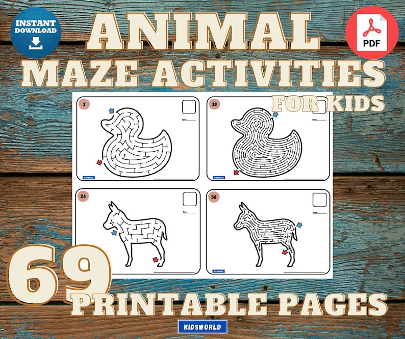Printable MAZE Challenge Pages for Kids 69 Pages.(stage 1-2) | Children ...