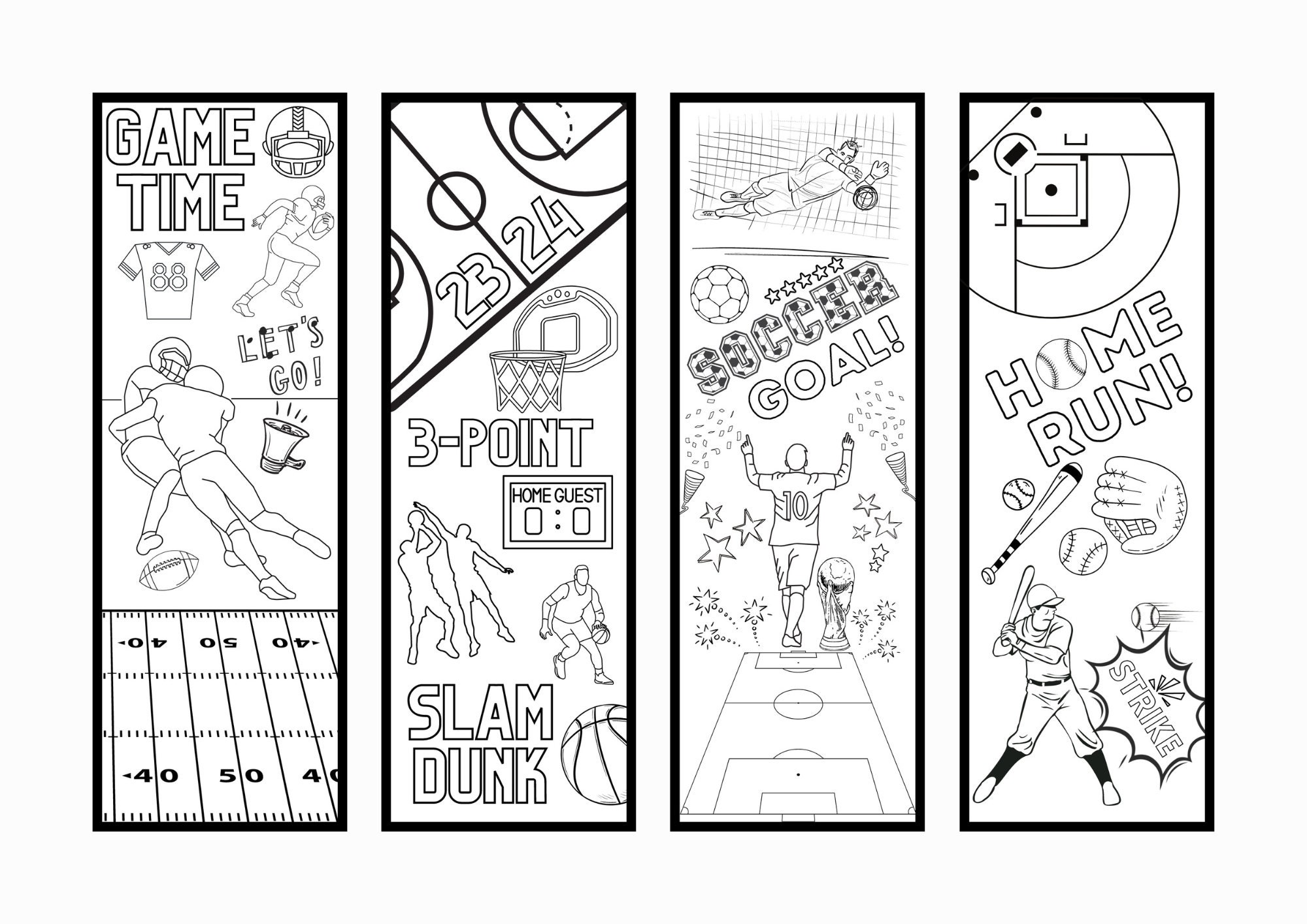 Bundle 12 Pages of Printable Coloring Bookmarks for All Age. Instant ...