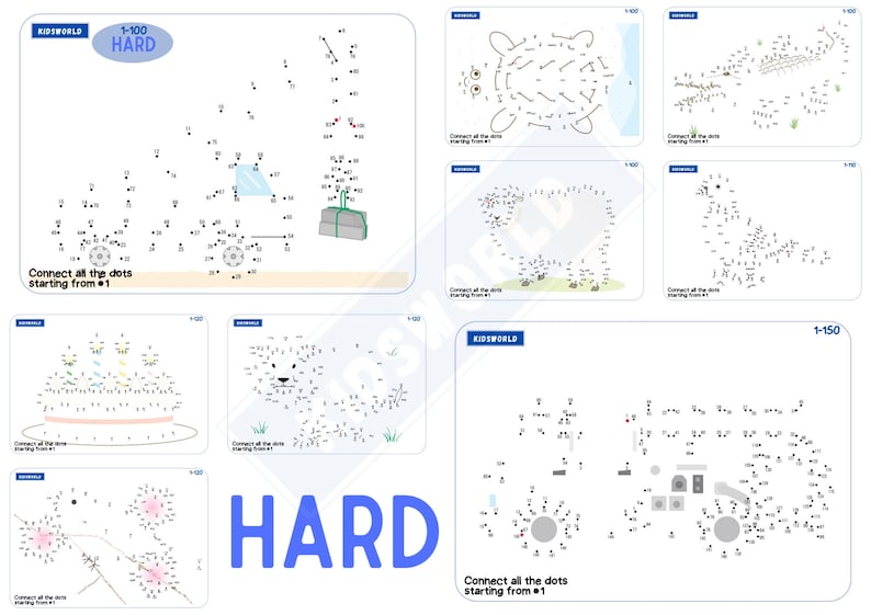 Connect the Dots Printable Pages for ALL (44 Pages), Dot to Dot Puzzle ...