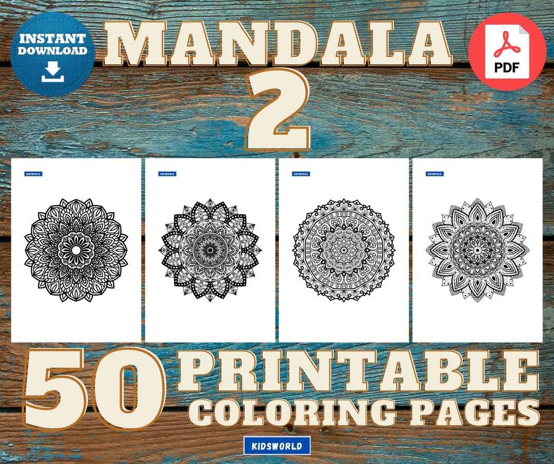 50 Printable Mandala Coloring Pages for Adults(version 2) - Etsy