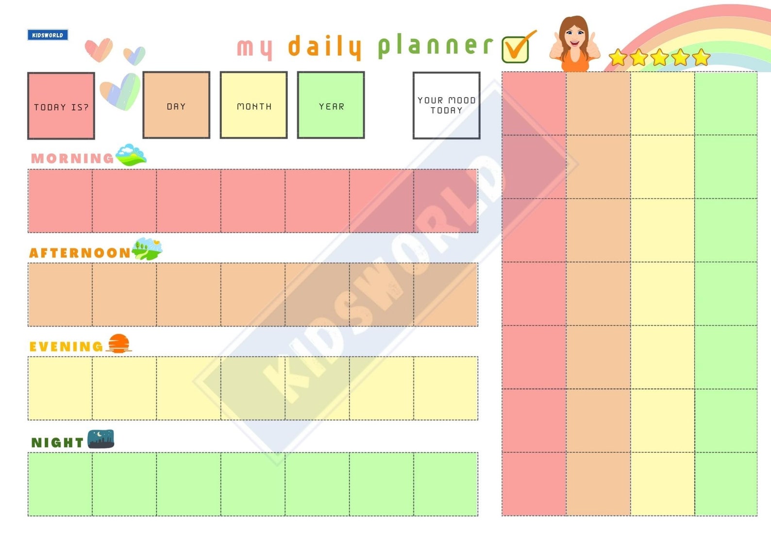 Daily Planner Printable Pages for Kids, Daily Kids Calendar, Visual ...