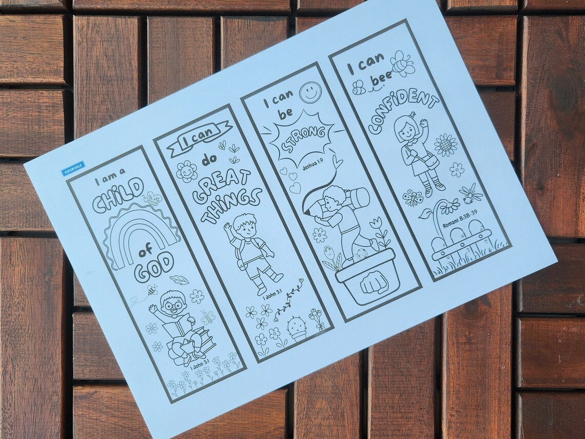 Kids Bible Verse Bookmarks, Kids Coloring Bible Bookmarks, Kids ...