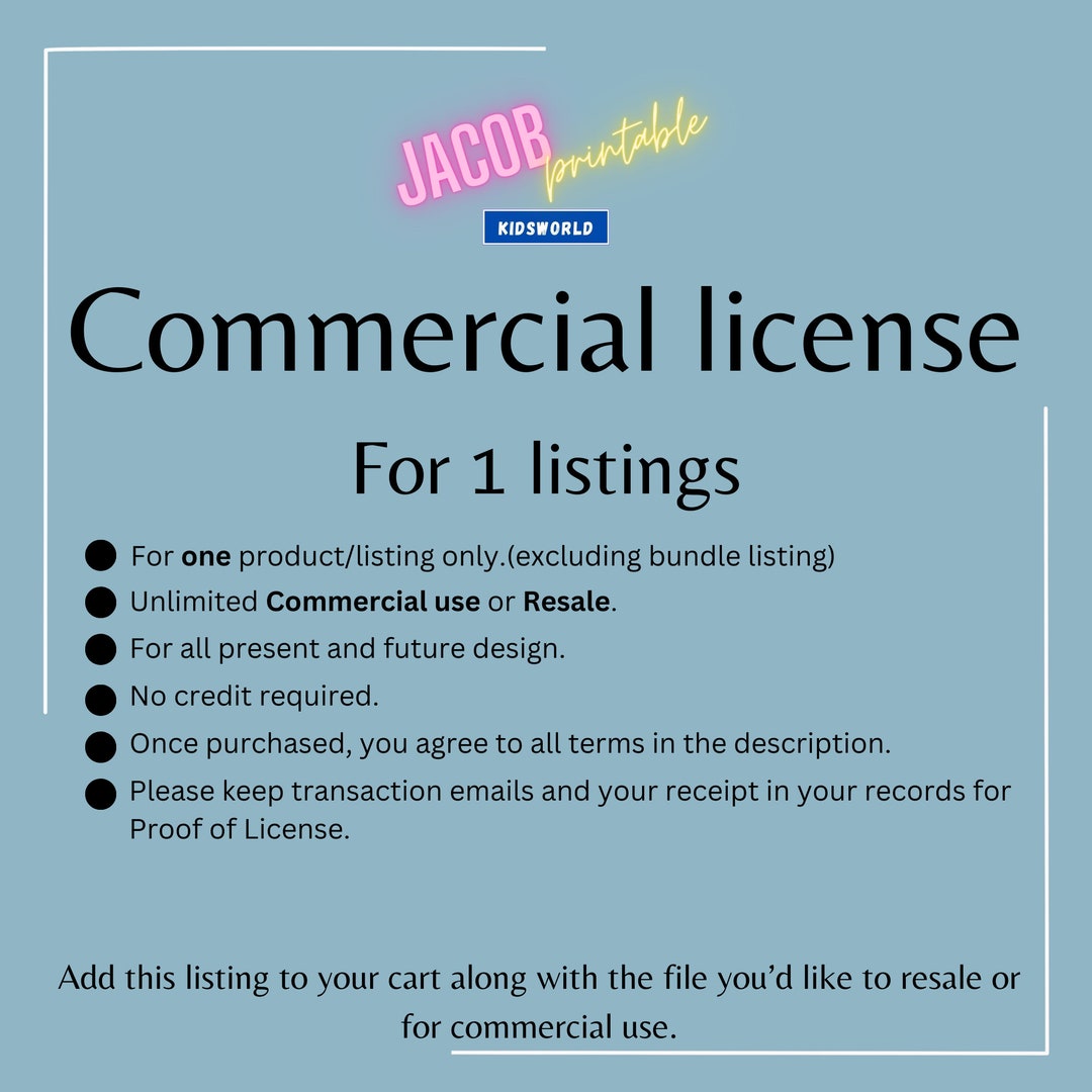 Commercial Use and Resale License for One Product.(excluding Bundle ...