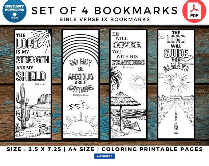 Printable Bible Verse Bookmarks to Color | Scripture Coloring Bookmark ...