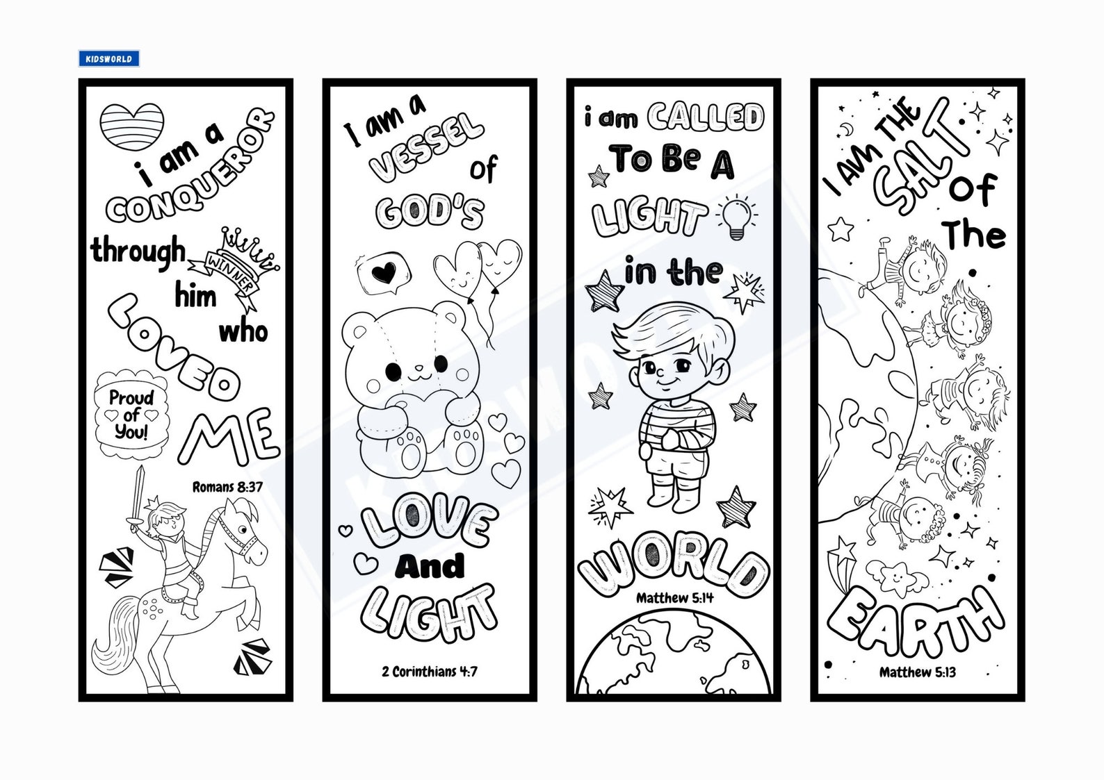 Kids Bundle 12 Printable Coloring Bible Bookmarks for Kids. Instant ...