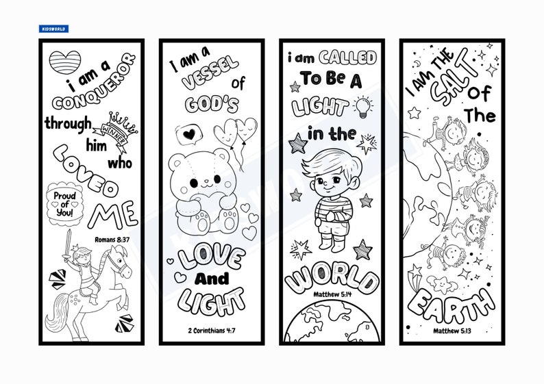 Kids Bundle 12 Printable Coloring Bible Bookmarks for Kids. Instant ...
