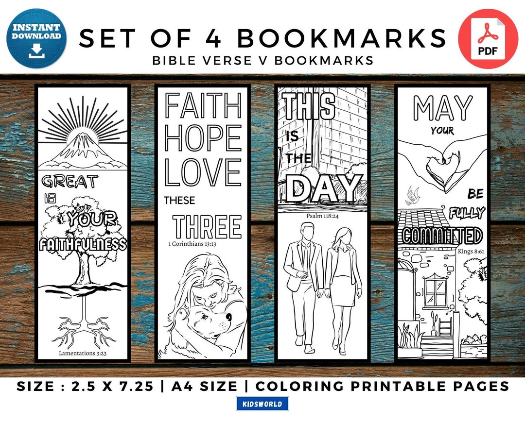 Bible Verse V Printable Coloring Bookmarks. Instant Download. 4 ...