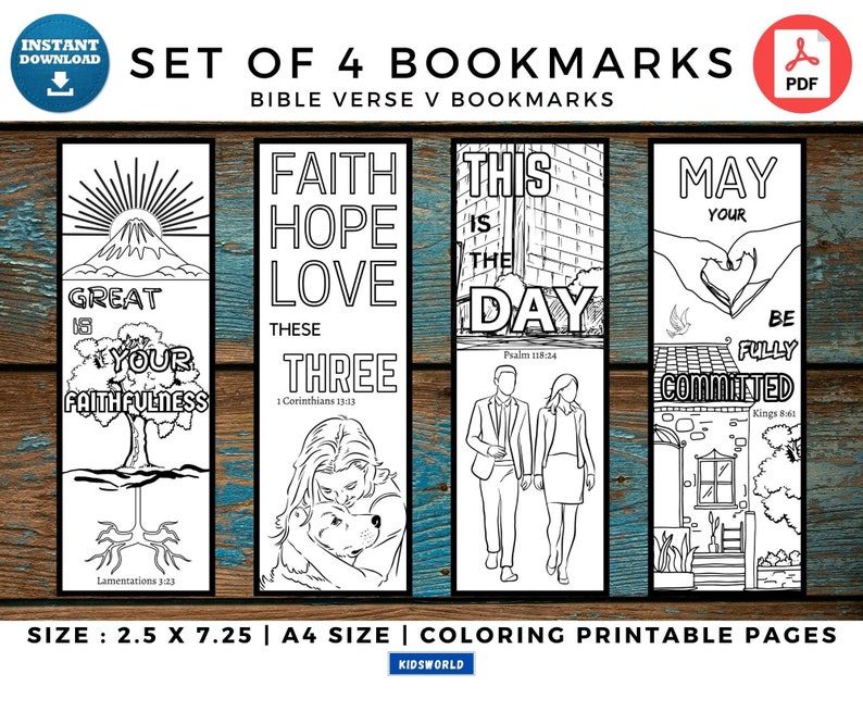 Bible Verse V Printable Coloring Bookmarks. Instant Download. 4 ...