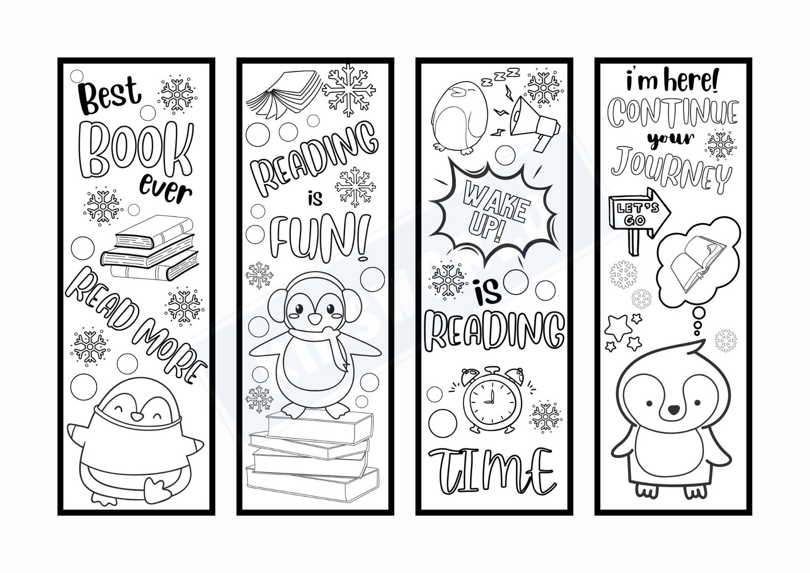 Bundle 12 Pages of Printable Coloring Bookmarks for Kids. Instant ...