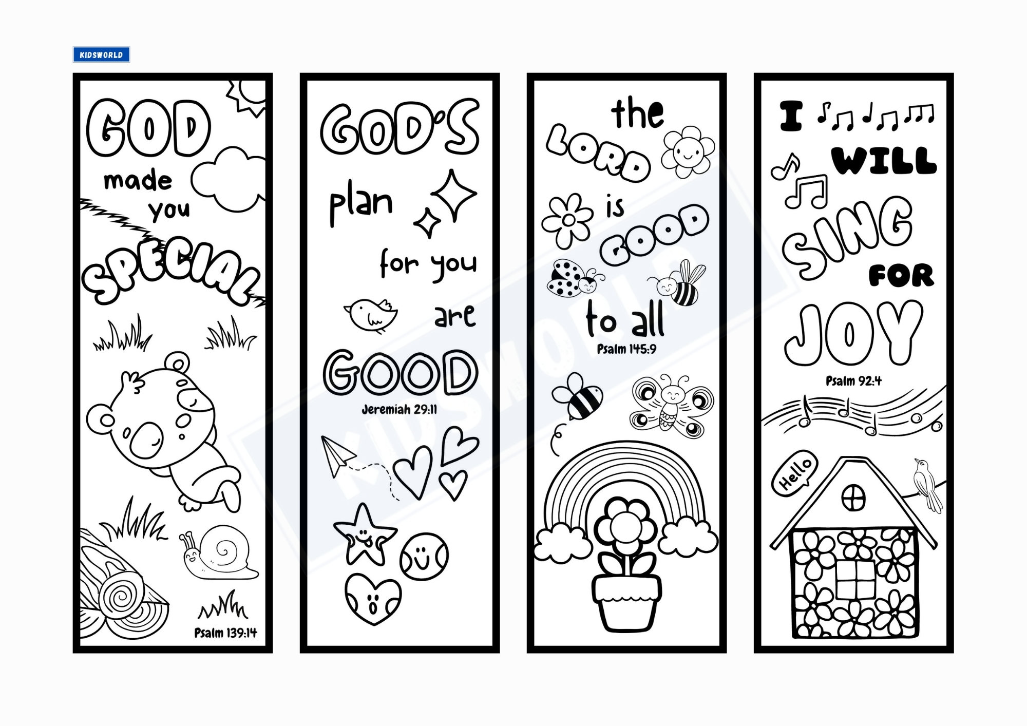 Kids Bundle, 12 Printable Coloring Bible Bookmarks for Kids. Instant ...