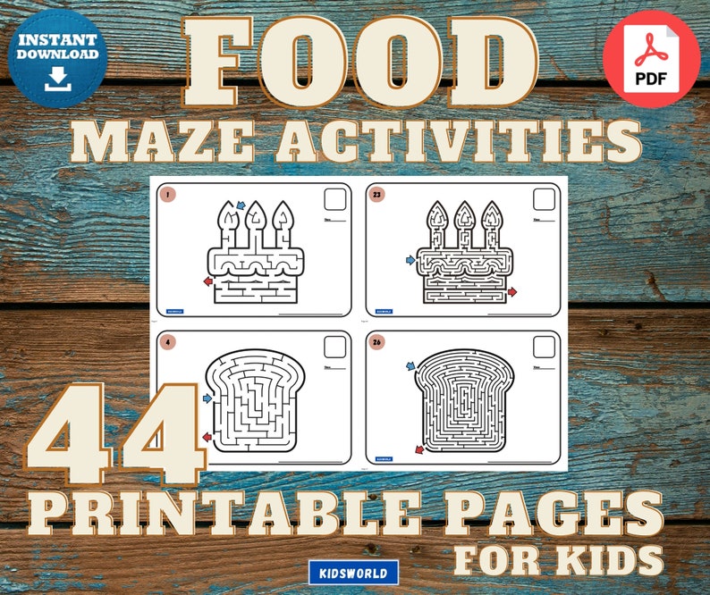 Printable MAZE Challenge Pages for Kids 44 Pages.(stage 1-2) | Children ...