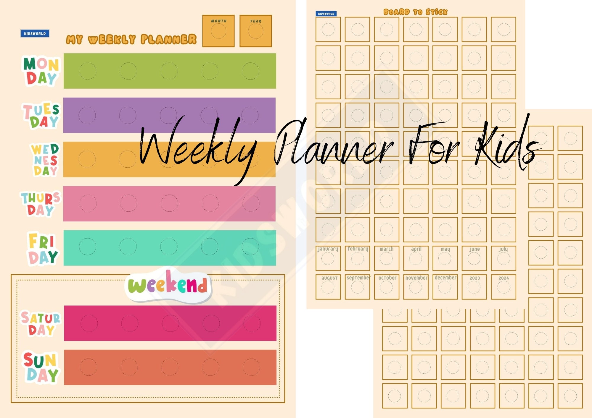 Weekly Planner, Weekly Planner for Kids, Kids Weekly Planner Printable ...