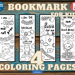 Kids Bible Verse IV Bookmarks, Kids Coloring Bible Bookmarks, Kids ...