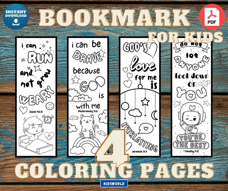 Kids Bible Verse IV Bookmarks, Kids Coloring Bible Bookmarks, Kids ...