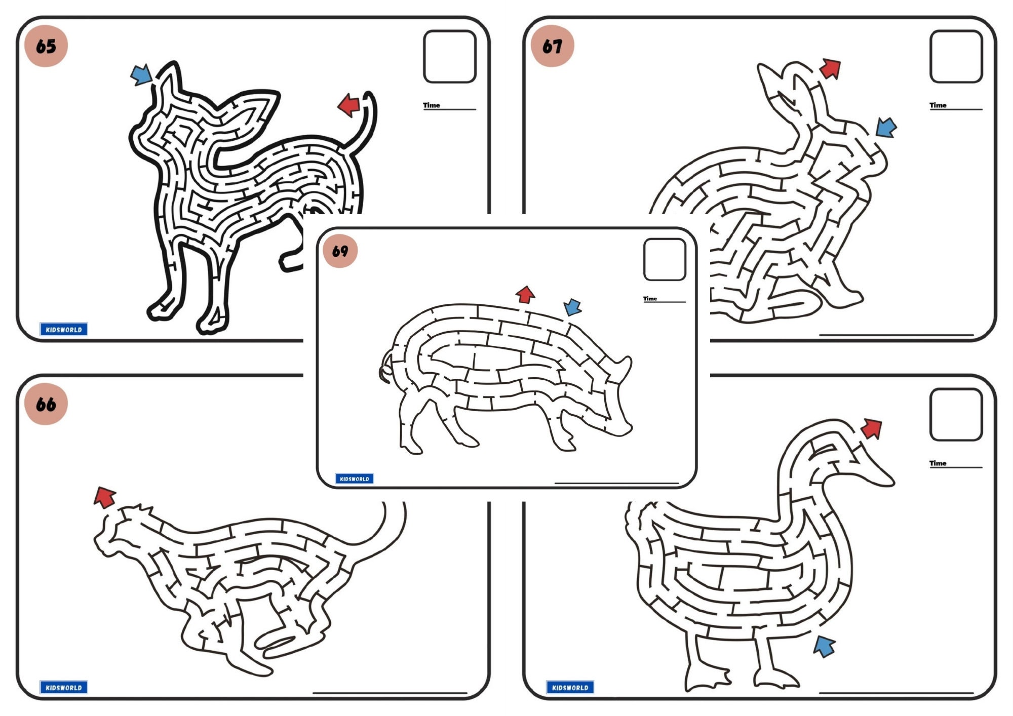 Printable MAZE Challenge Pages for Kids 69 Pages.(stage 1-2) | Children ...