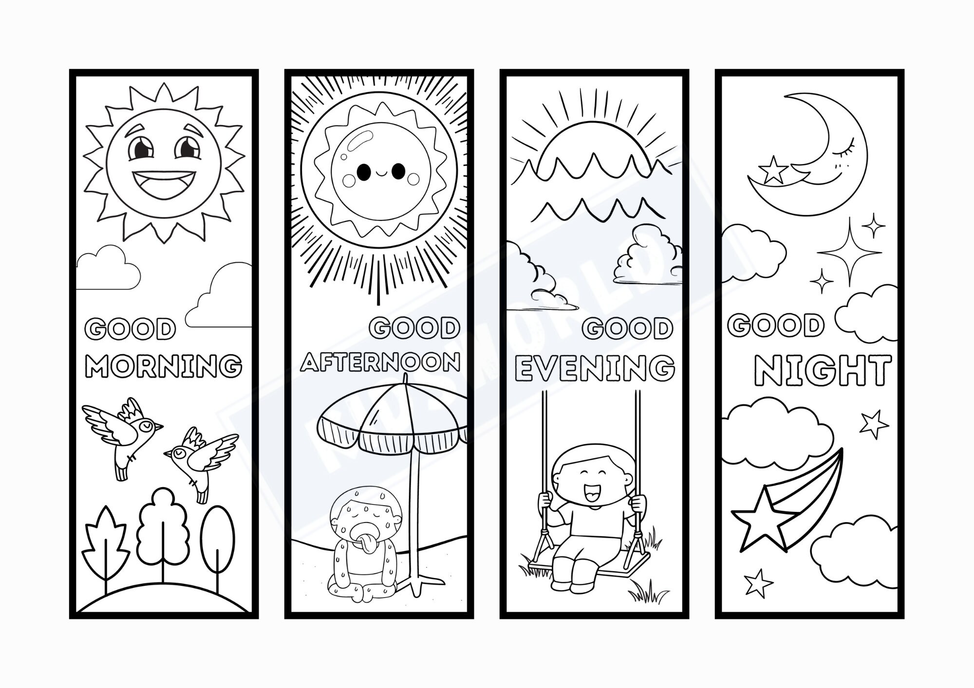 Bundle 12 Pages of Printable Coloring Bookmarks for Kids. Instant ...
