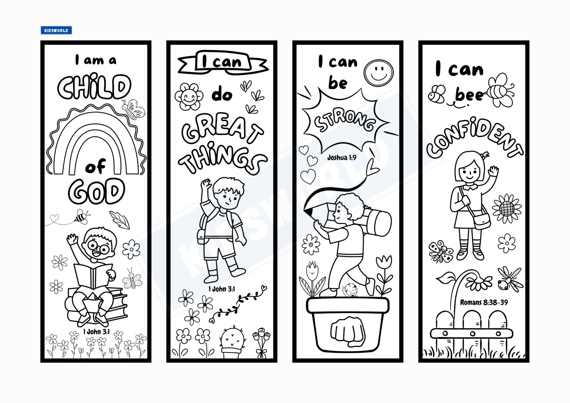 Kids Bundle, 12 Printable Coloring Bible Bookmarks for Kids. Instant ...