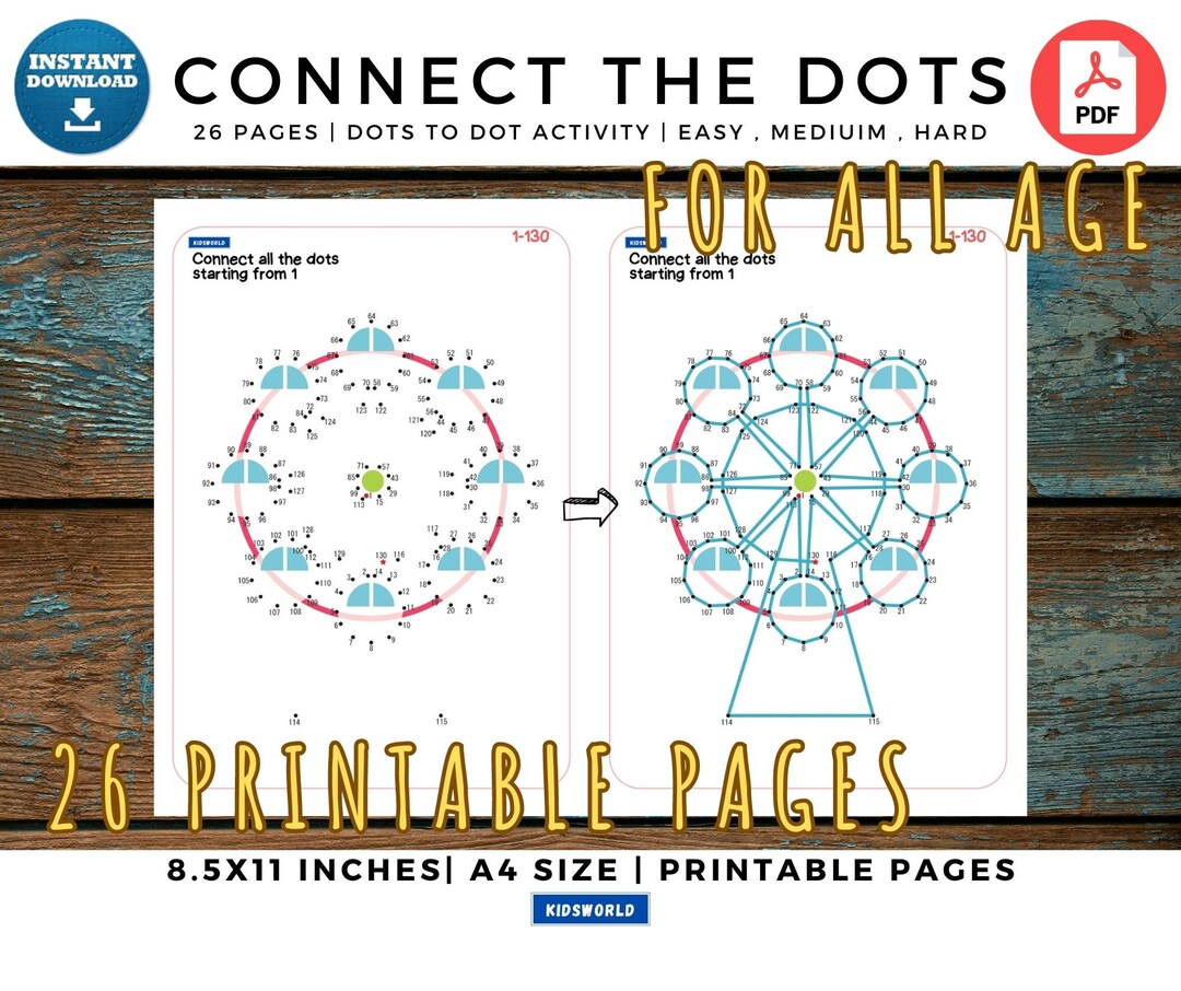 Connect the Dots Printable Pages for ALL (26 Pages), Dot to Dot Puzzle ...