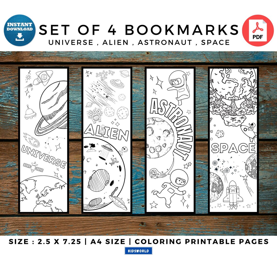 Printable Coloring Bookmarks for All Age. Instant Digital Download. 4 ...