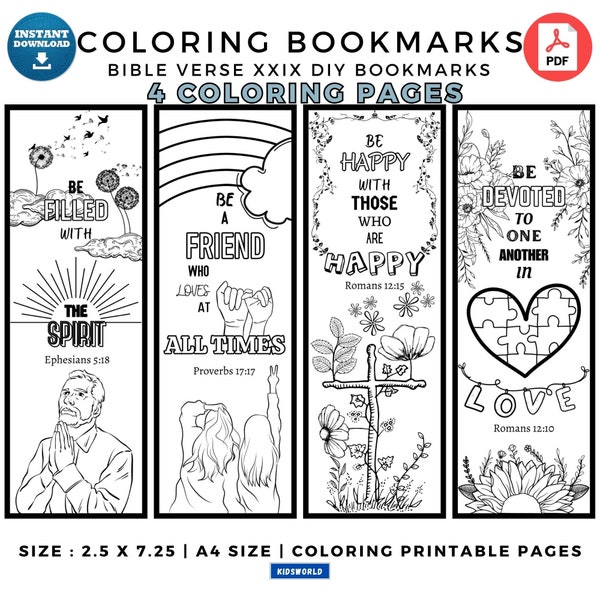 Kids Bible Verse Bookmarks, Kids Coloring Bible Bookmarks, Kids ...