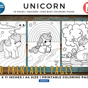 Unicorn Printable Coloring Pages for Kids 10 Coloring Pages Busy ...