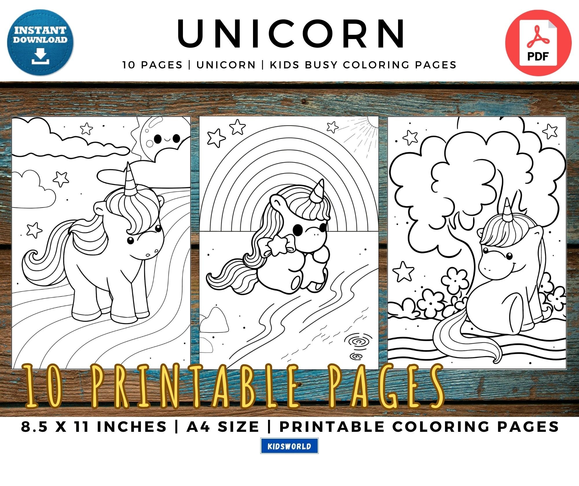 Unicorn Printable Coloring Pages for Kids 10 Coloring Pages Busy ...