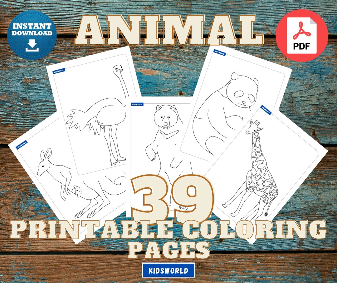 Animal Printable Coloring Pages for Kids 39 Pages Ages 3-12 Coloring ...