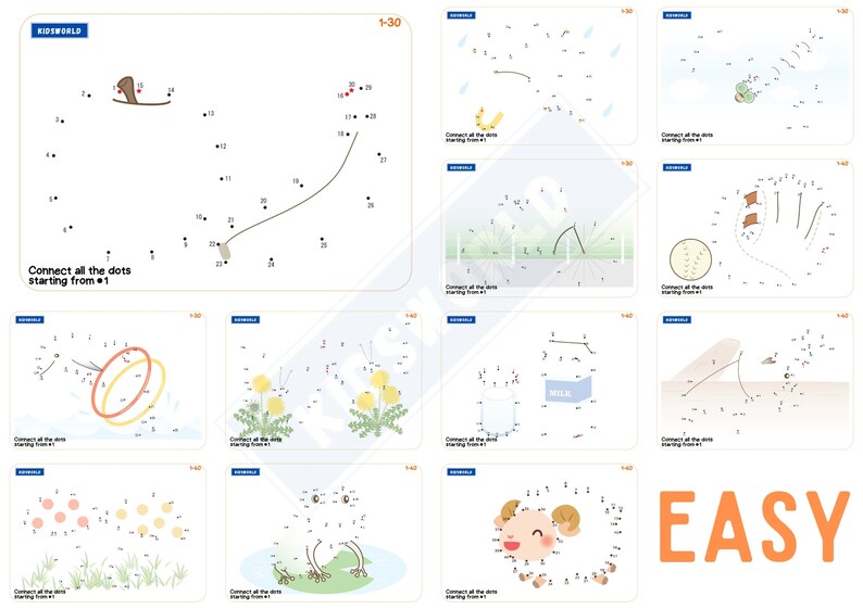 Connect the Dots Printable Pages for ALL (44 Pages), Dot to Dot Puzzle ...