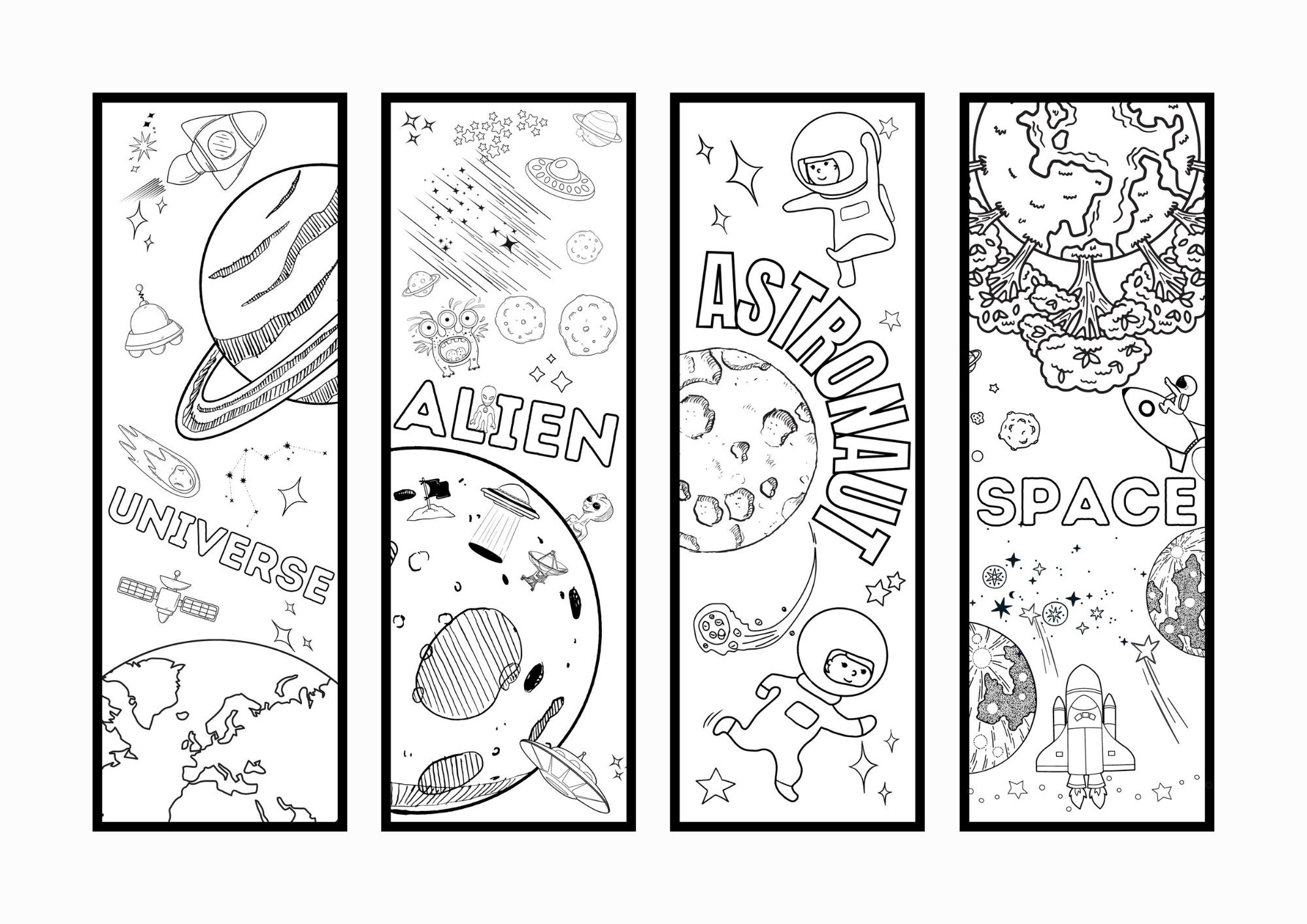 Bundle 12 Pages of Printable Coloring Bookmarks for All Age. Instant ...