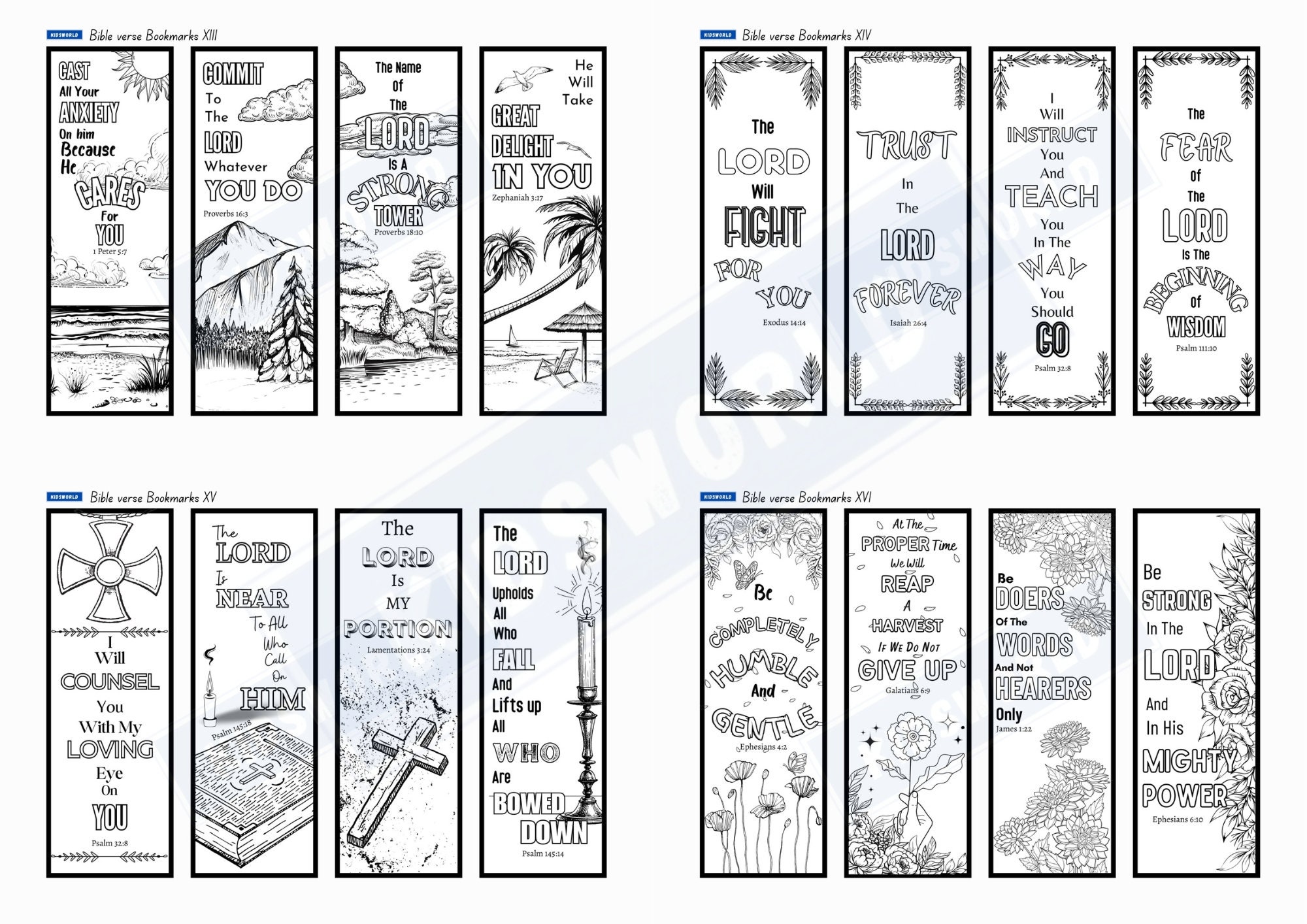 Bundle Bible Verse Printable Coloring Bookmarks for All, 108 Pages ...