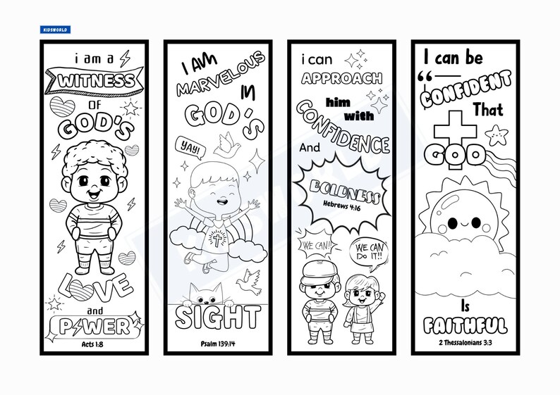 Kids Bundle 12 Printable Coloring Bible Bookmarks for Kids. Instant ...