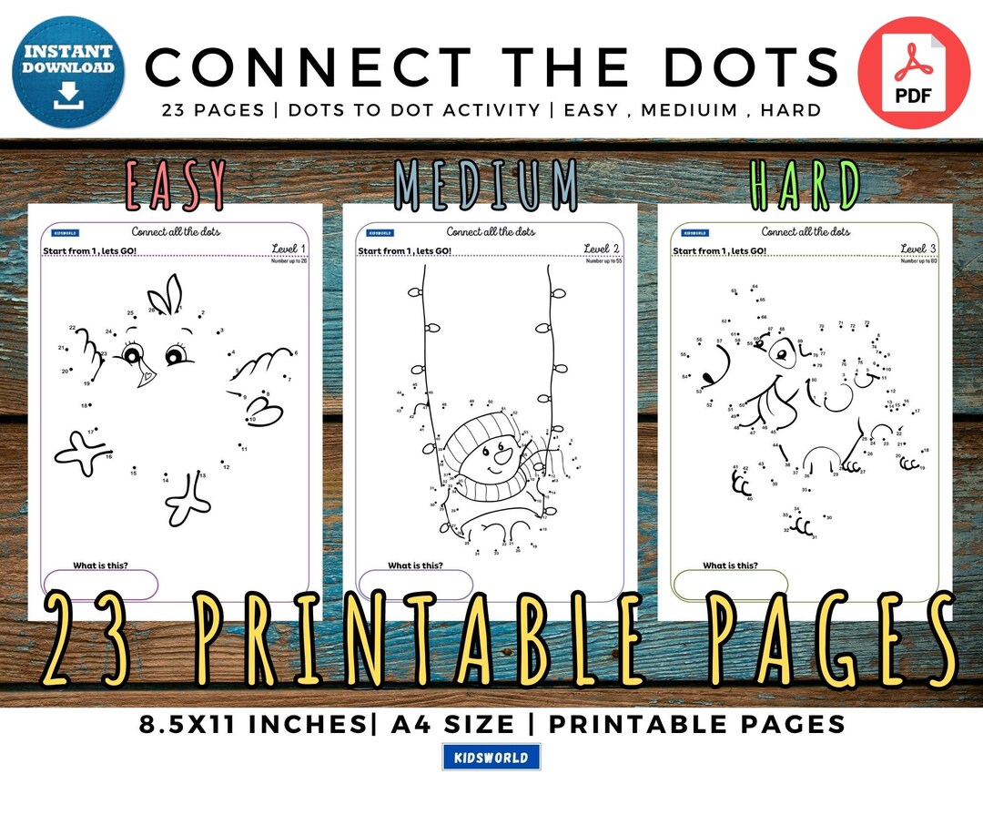 Connect the Dots Printable Pages (23 Pages), Dot to Dot Puzzle Pages ...