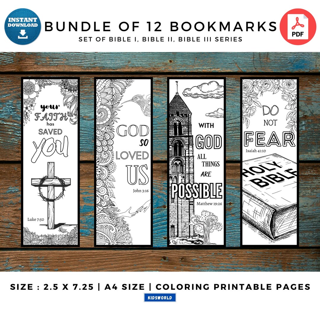 Bundle 12 Pages of Printable Coloring Bookmarks for All Age. Instant ...