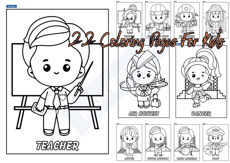 Summer Coloring Pages for Kids, 22 Pages, Occupation Coloring Pages for ...