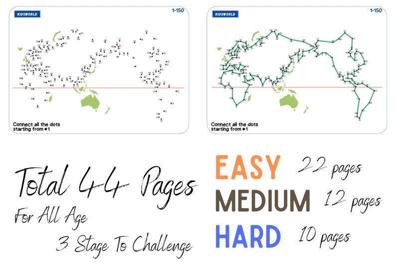 Connect the Dots Printable Pages for ALL (44 Pages), Dot to Dot Puzzle ...