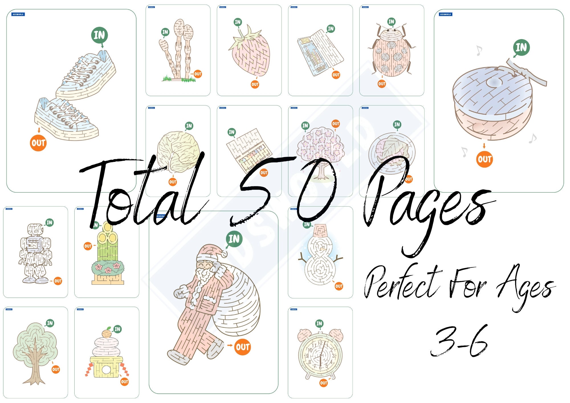 Printable MAZE Challenge Pages for Toddlers and Kids 50 Pages 3-6 Years ...