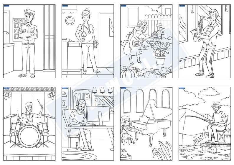 Pastime Printable Coloring Pages Busy Coloring Pages for All Occupation ...