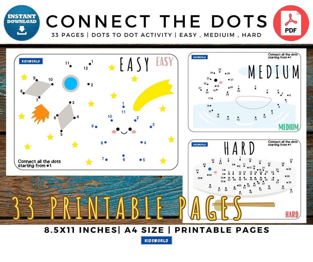 Connect the Dots Printable Pages for Kids, Ages 3-12 , 33 Pages, Dot to ...