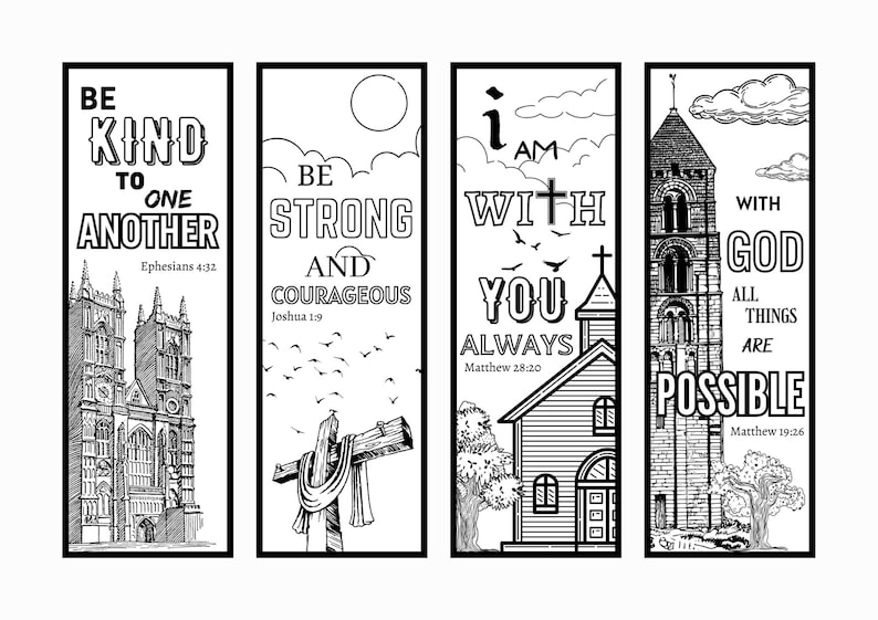 Bible Verse Ll Printable Coloring Bookmarks Instant Download. 4 DIY ...