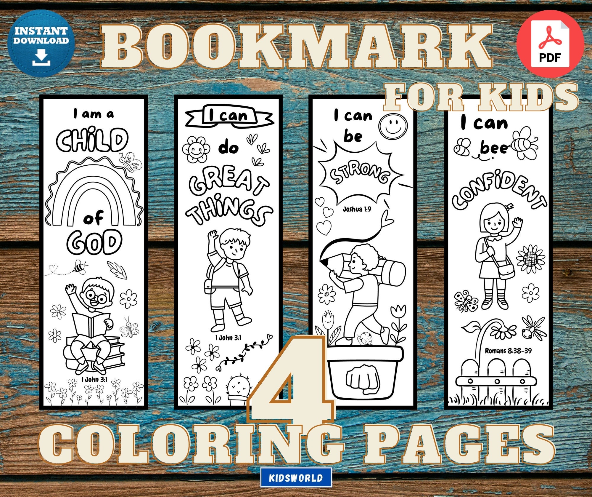 Kids Bible Verse Bookmarks, Kids Coloring Bible Bookmarks, Kids ...