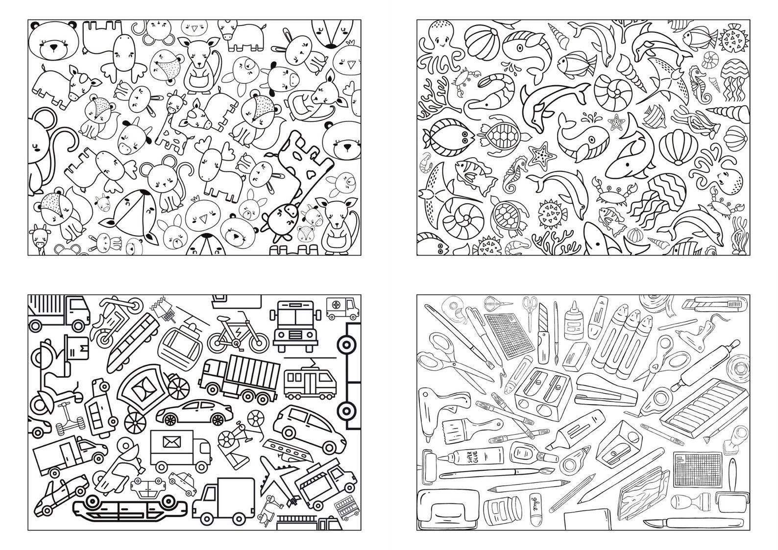 Kids Seamles Printable Coloring Pages | 10 Pages | Busy Coloring Pages ...