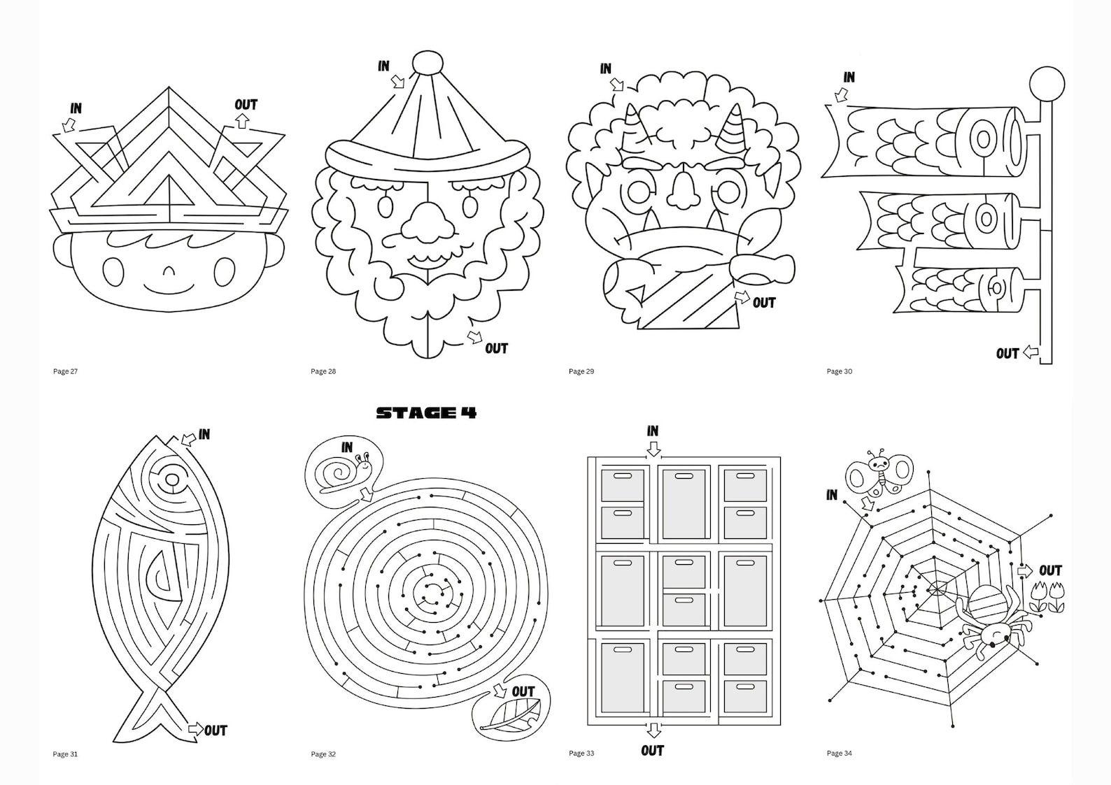 Printable MAZE Challenge Pages for Kids 35 Pages.(stage 1-4) | Children ...