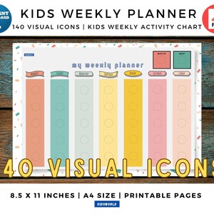 Weekly Planner for Kids, Kids Weekly Planner Printable Pages, Visual ...