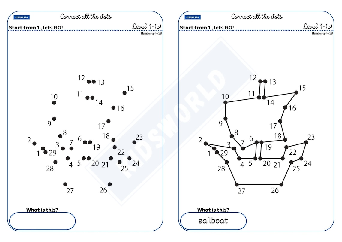 Connect the Dots Printable Pages for ALL (40 Pages), Dot to Dot Puzzle ...