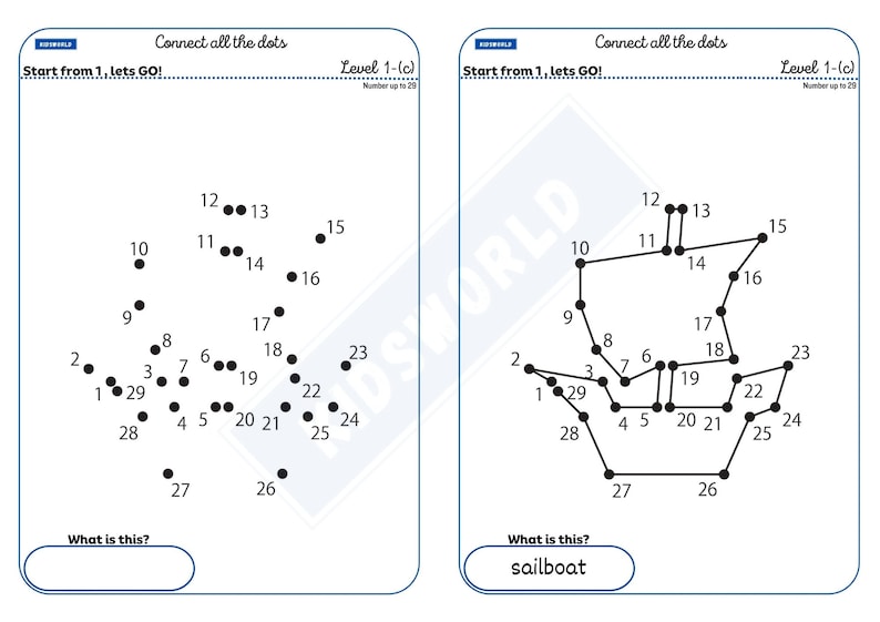 Connect the Dots Printable Pages for ALL (40 Pages), Dot to Dot Puzzle ...
